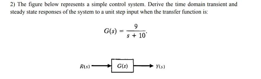 Solved 2) The figure below represents a simple control | Chegg.com