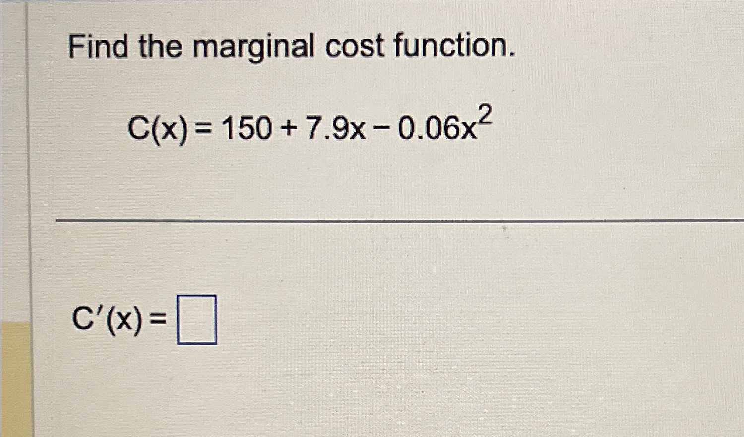 Solved Find the marginal cost | Chegg.com