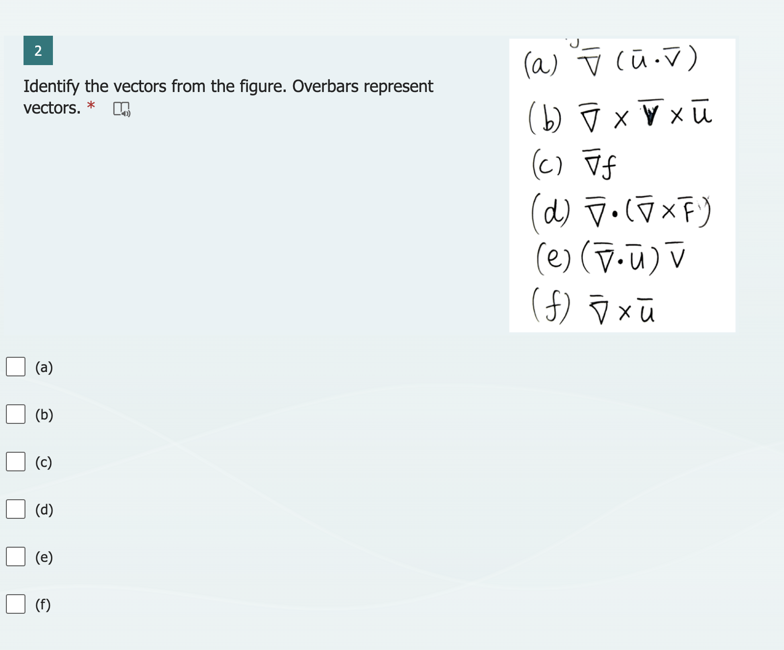 Solved Identify the vectors from the figure. Overbars | Chegg.com