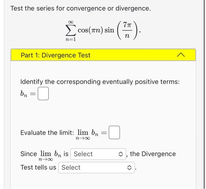 Solved Test the series for convergence or divergence. ∞ Σcos | Chegg.com