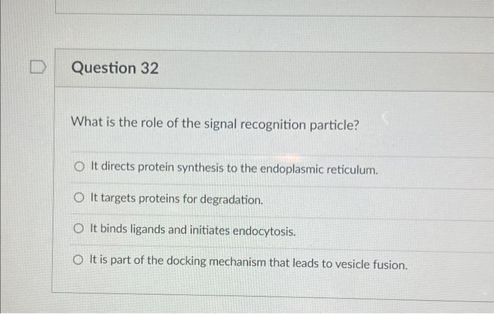 Solved What is the role of the signal recognition particle? | Chegg.com