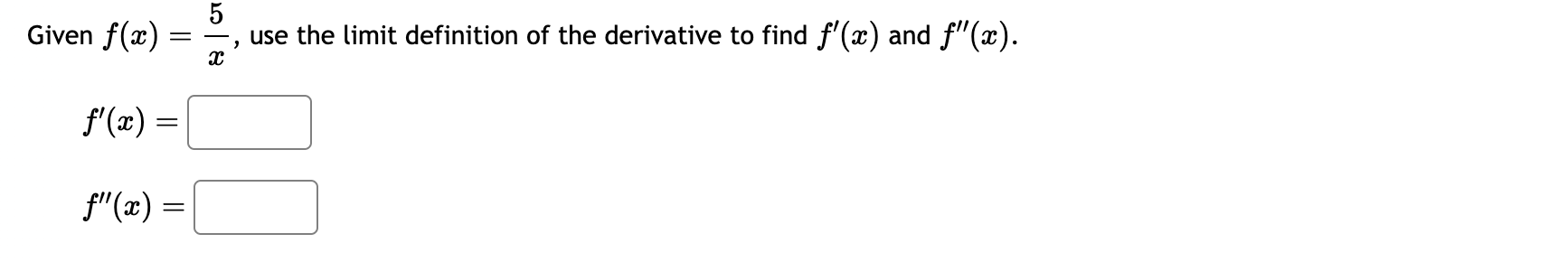 Solved Given f(x)=5x, ﻿use the limit definition of the | Chegg.com