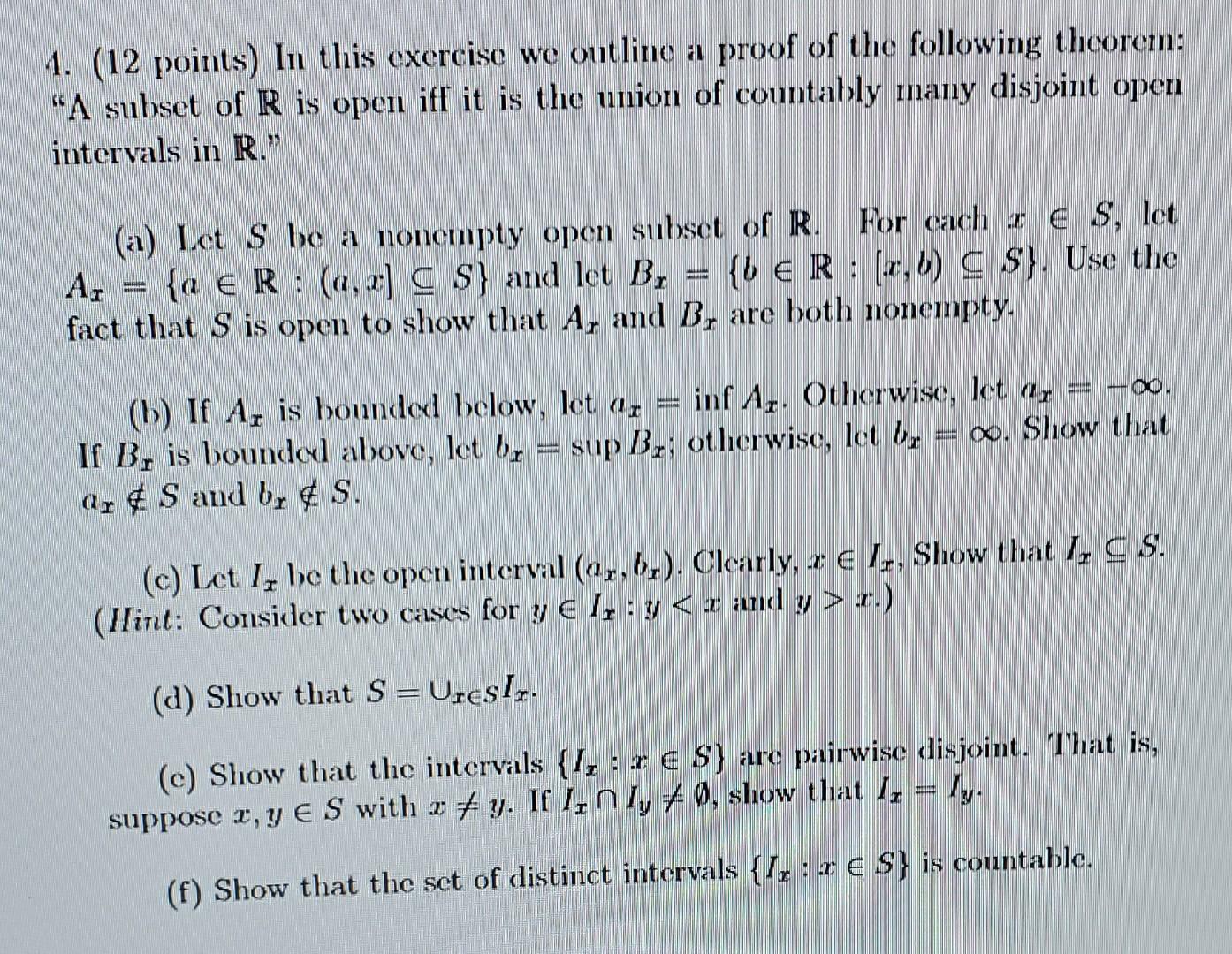 Solved 4. (12 points) In this exercise we outline a proof of | Chegg.com