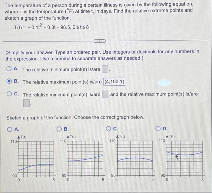 Solved The temperature of a person during a certain illness | Chegg.com