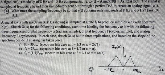 Solved A signal x(t) is made up of 8 Hz and 15 Hz | Chegg.com