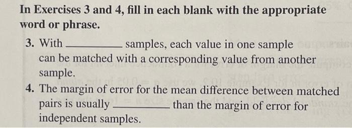 Solved In Exercises 3 and 4, fill in each blank with the | Chegg.com