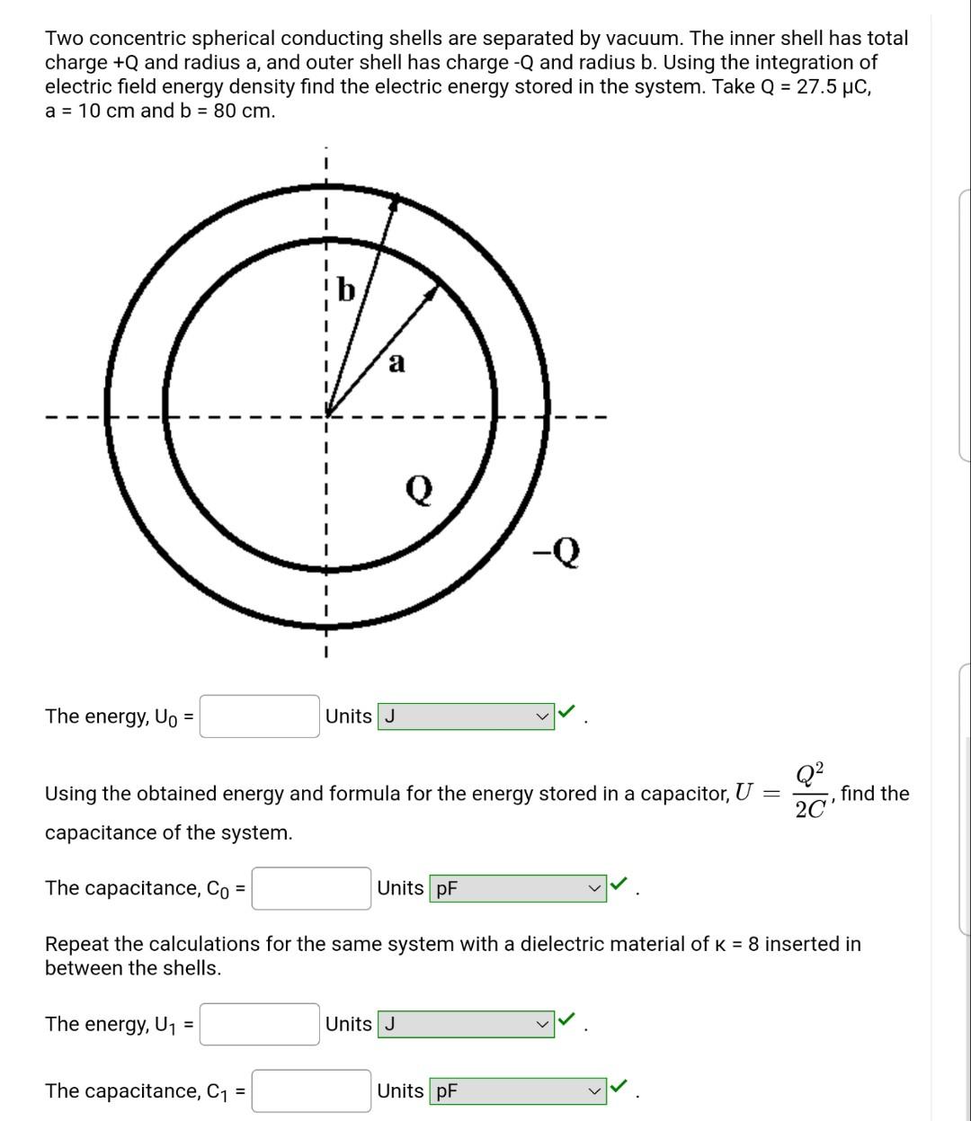 Solved Two concentric spherical conducting shells are | Chegg.com