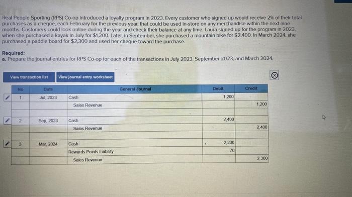 Solved Real People Sporting (RPS) Co-op introduced a loyalty | Chegg.com