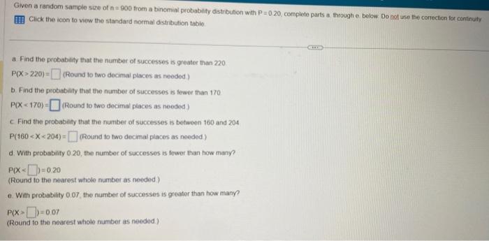 Solved Given a random sample size of n=900 from a binomial | Chegg.com