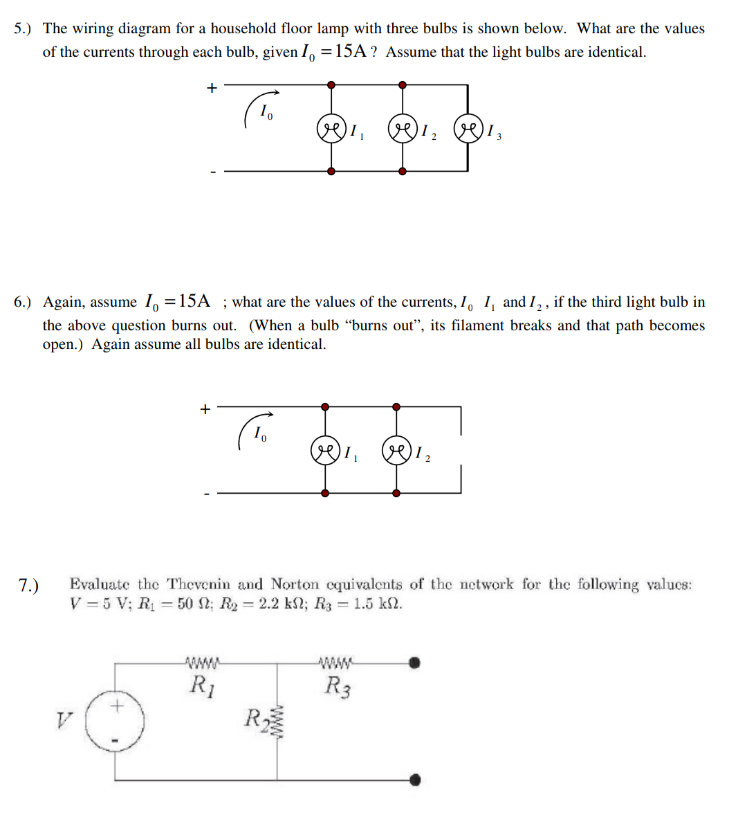 Solved 5.) The wiring diagram for a household floor lamp | Chegg.com