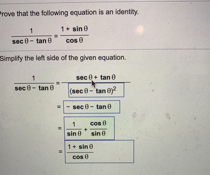 Solved Prove that the following equation is an identity. 1 + | Chegg.com