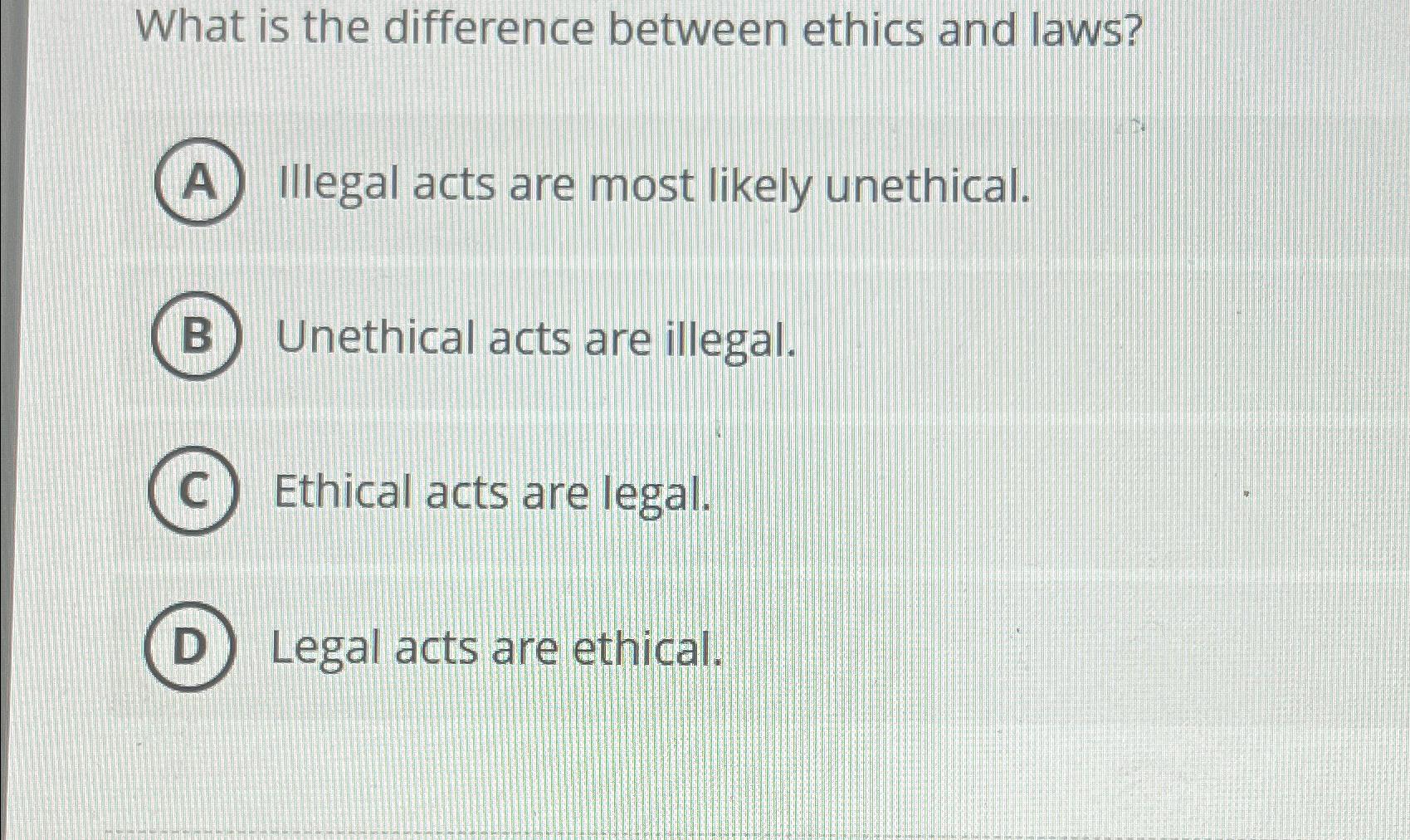Solved What is the difference between ethics and | Chegg.com