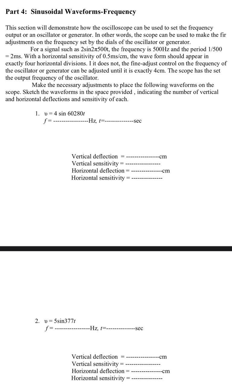 Solved Part 4: Sinusoidal Waveforms-Frequency This section | Chegg.com