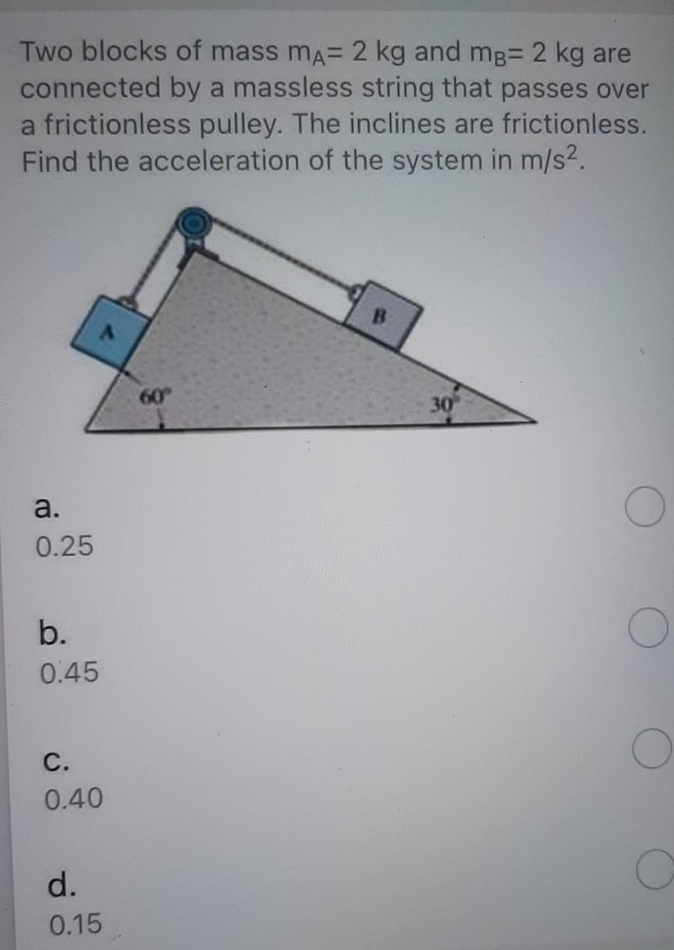 Solved Two blocks of mass ma= 2 kg and mB= 2 kg are | Chegg.com