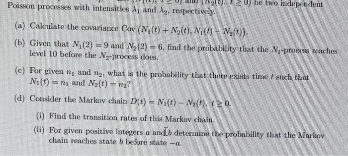 Solved Poisson processes with intensities λ1 and λ2, | Chegg.com