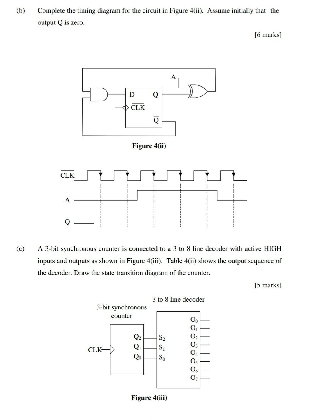 Solved (b) Complete the timing diagram for the circuit in | Chegg.com