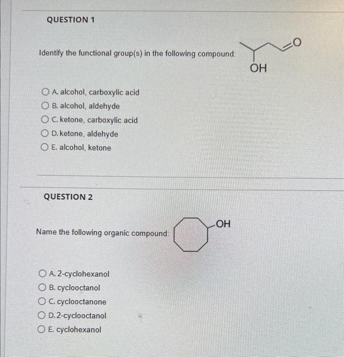Solved Identify the functional group(s) in the following | Chegg.com