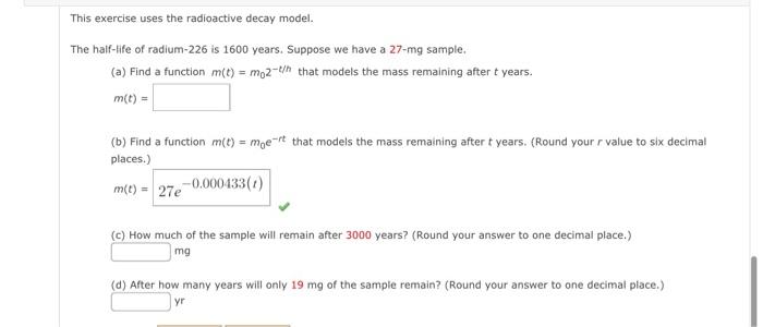 Solved 5 exercise uses the radioactive decay model. | Chegg.com