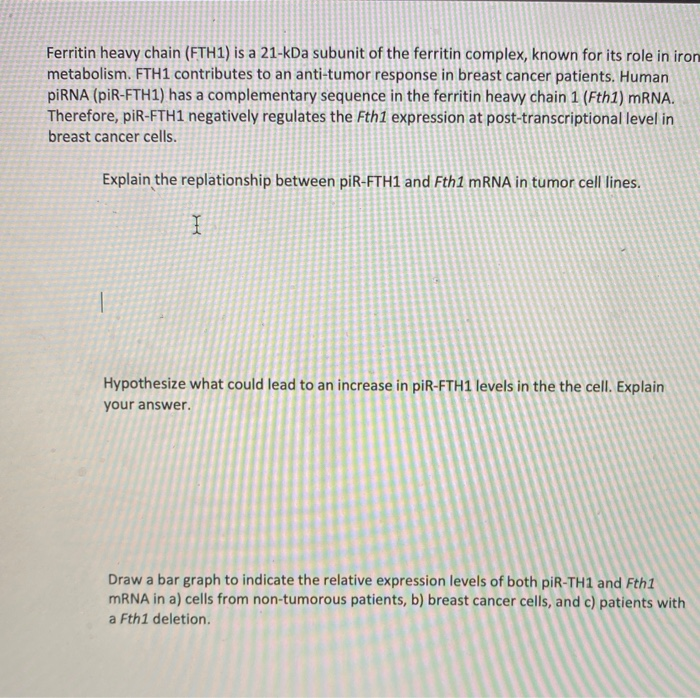 Solved Ferritin heavy chain (FTH1) is a 21-kDa subunit of | Chegg.com