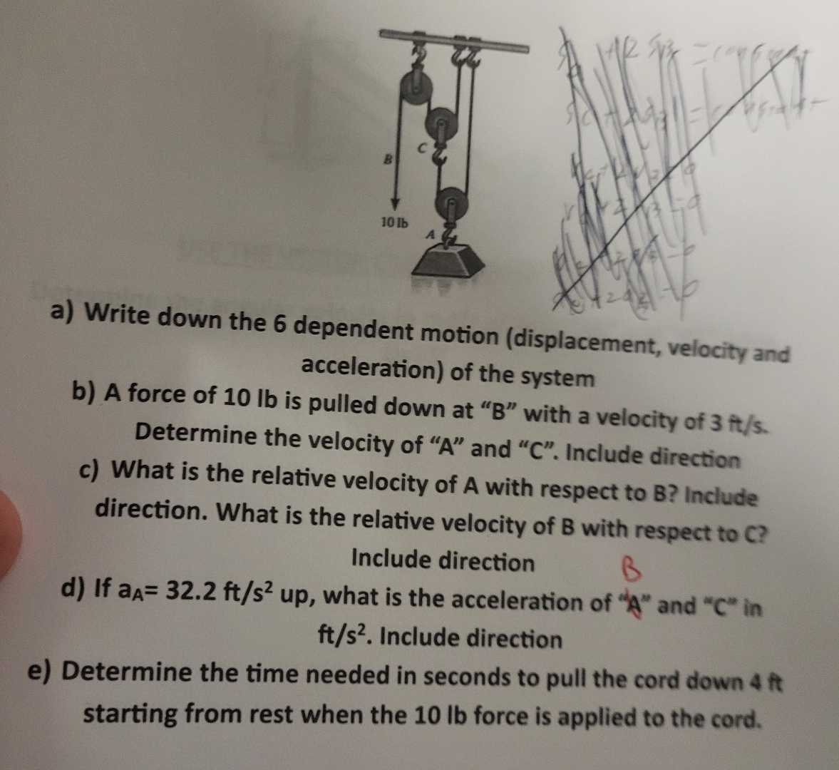 Solved a) ﻿Write down the 6 ﻿dependent motion (displacement, | Chegg.com