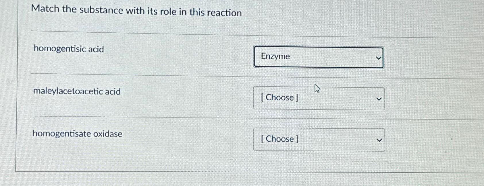 Solved Match the substance with its role in this | Chegg.com