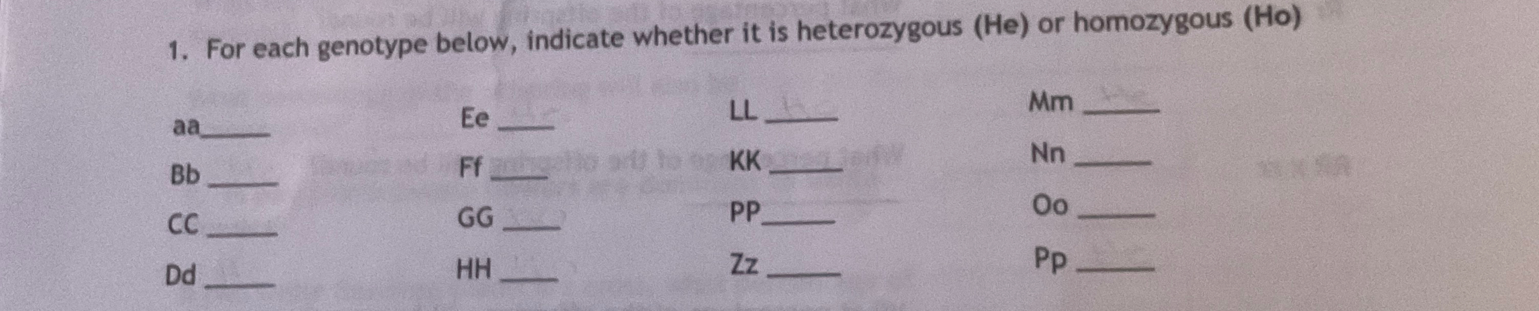 Solved For each genotype below, indicate whether it is | Chegg.com