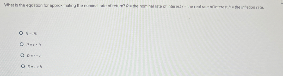 Solved What is the equation for approximating the nominal | Chegg.com