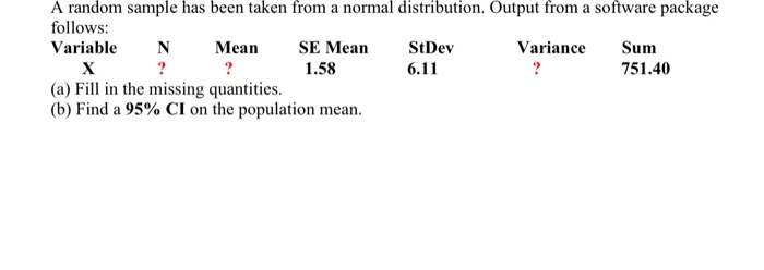 Solved A random sample has been taken from a normal | Chegg.com