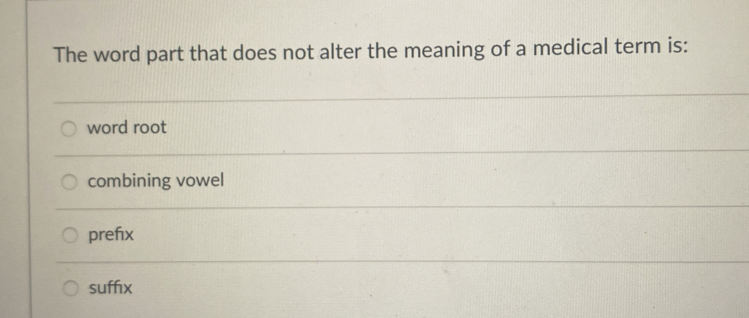 Solved The word part that does not alter the meaning of a | Chegg.com