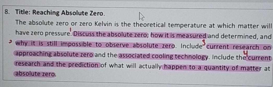 Solved Title: Reaching Absolute Zero.The absolute zero or | Chegg.com