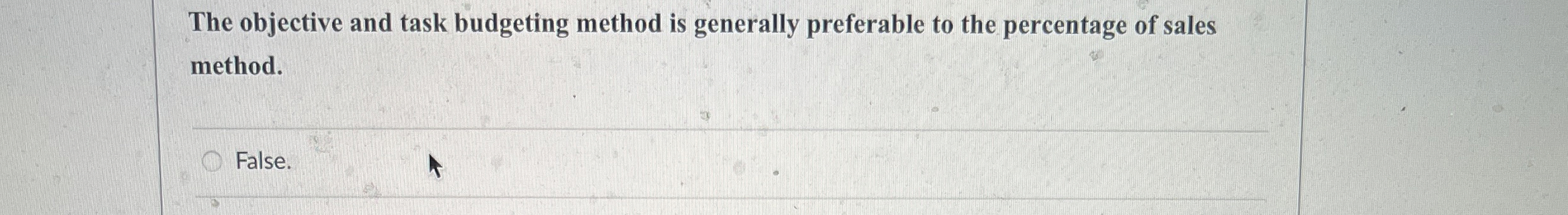 Solved The objective and task budgeting method is generally | Chegg.com
