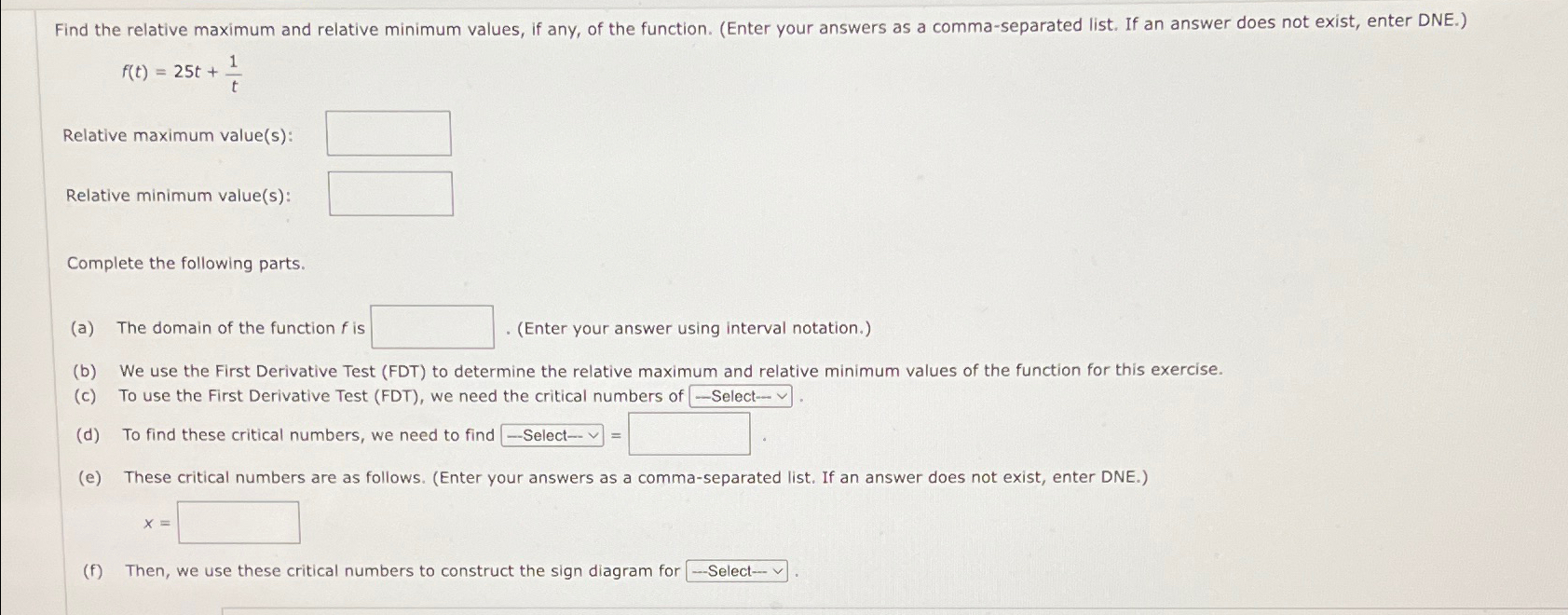 Solved Find the relative maximum and relative minimum | Chegg.com