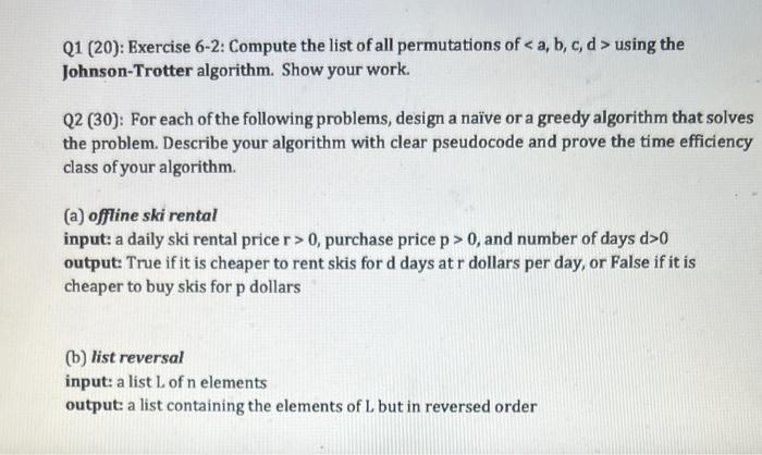 Solved Q1 (20): Exercise 6-2: Compute the list of all | Chegg.com