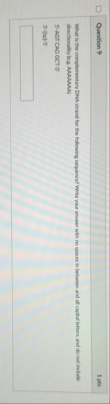 Solved Question 91 ﻿ptsWhat is the complementary DNA strand | Chegg.com