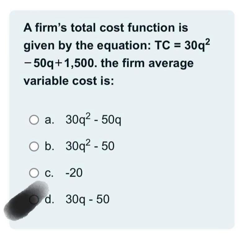 A firm's total cost function is given by the | Chegg.com