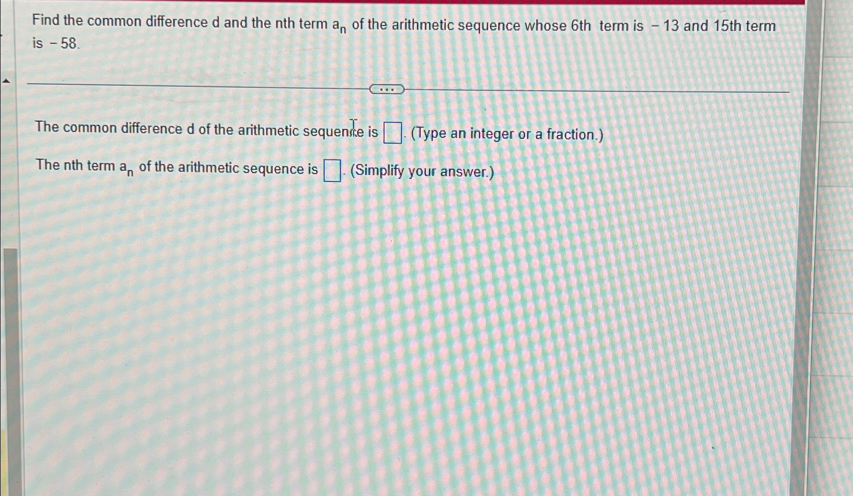 Solved Find the common difference d ﻿and the nth term an ﻿of | Chegg.com