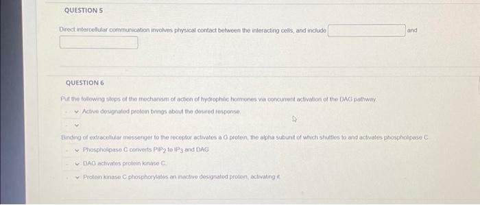 Solved QUESTION 5 Direct intercellular communication | Chegg.com
