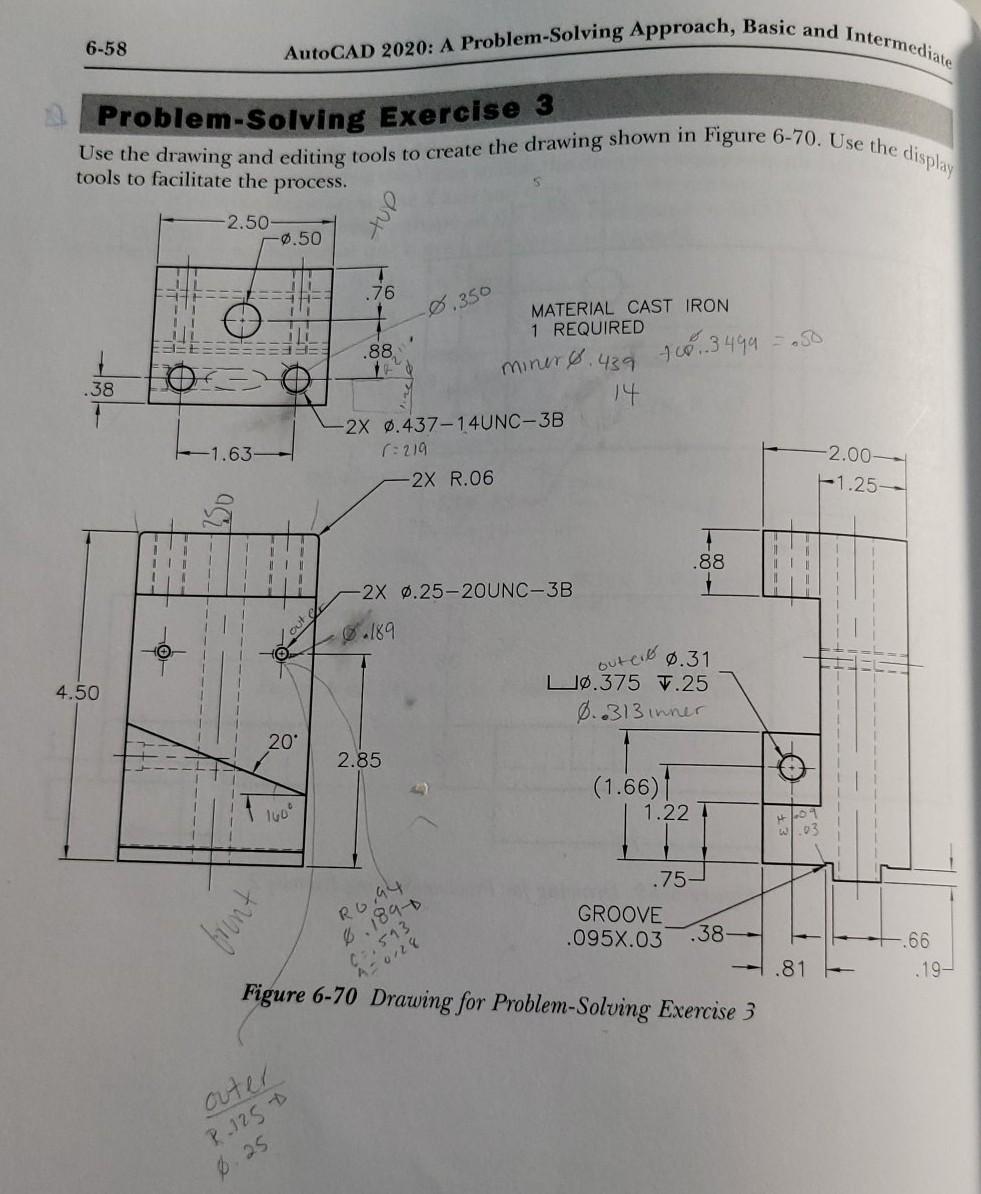 Solved 6-58 AutoCAD 2020: A Problem-Solving Approach, Basic | Chegg.com