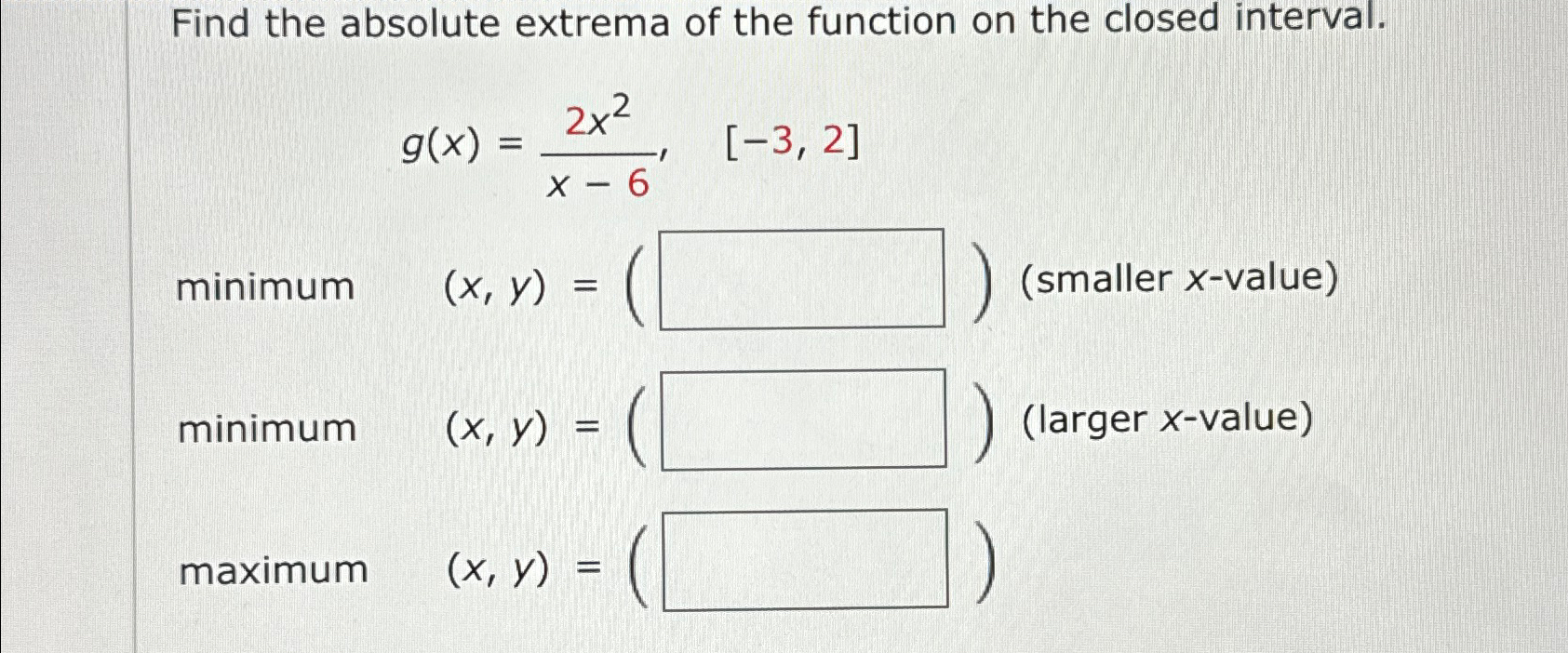Solved Find the absolute extrema of the function on the | Chegg.com