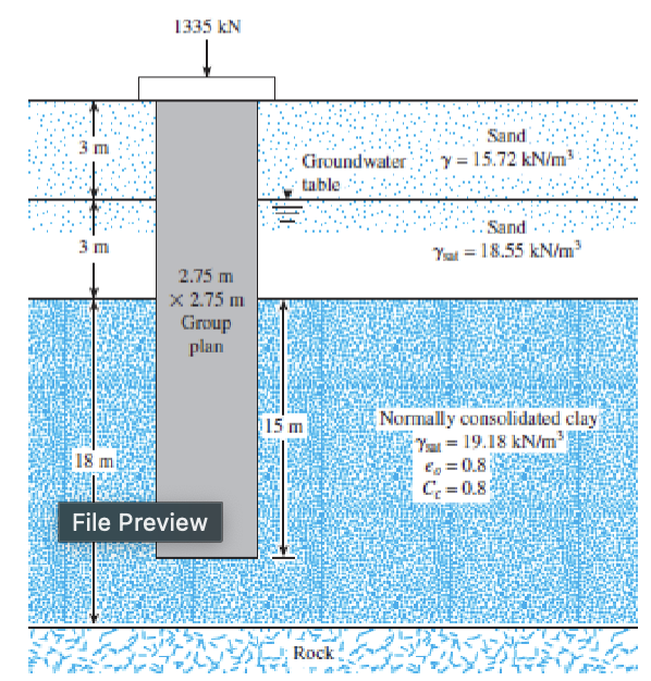 Solved The figure shows a group pile in clay. a. ﻿Determine | Chegg.com