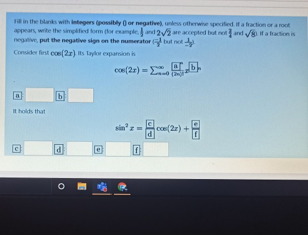 Solved Fill in the blanks with integers (possibly 0 or | Chegg.com