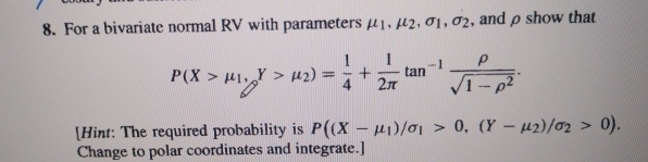 Solved For a bivariate normal RV with parameters | Chegg.com