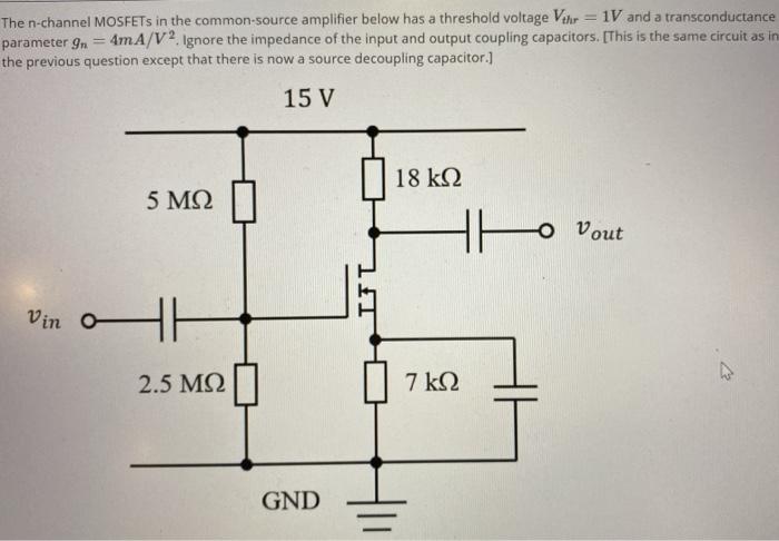 Solved The n-channel MOSFETs in the common-source amplifier | Chegg.com
