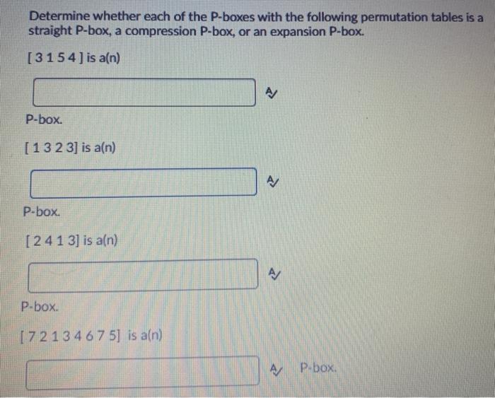 Solved Determine whether each of the P-boxes with the | Chegg.com