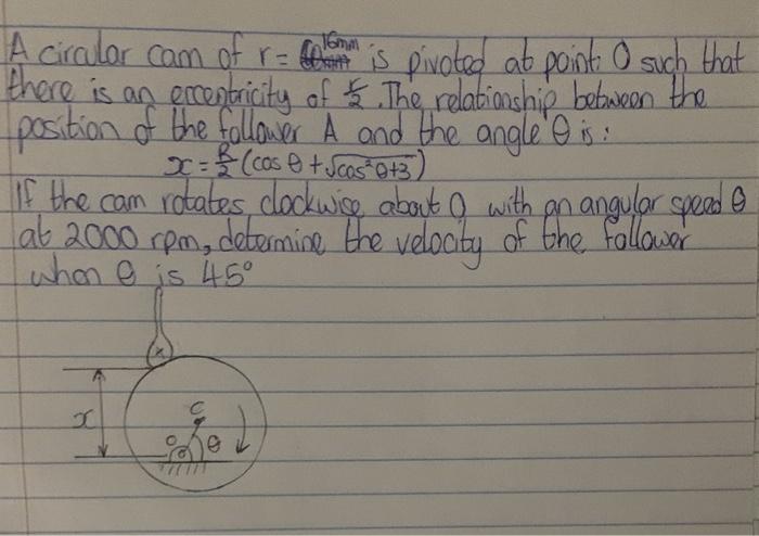 Solved A circular cam of r= comm is pivoteo at point 0 such | Chegg.com