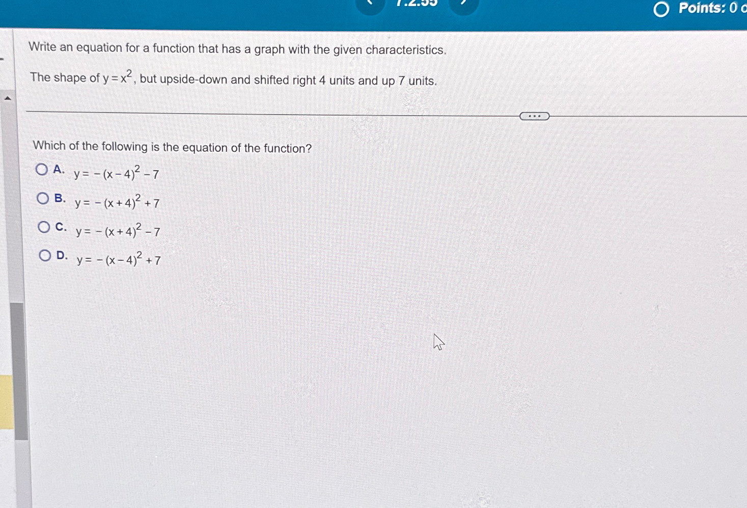 Solved Write an equation for a function that has a graph | Chegg.com