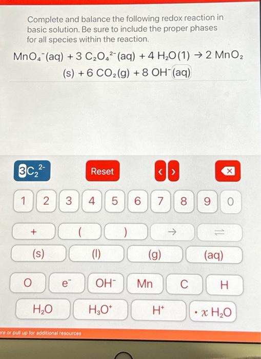 Solved Complete and balance the following redox reaction in | Chegg.com