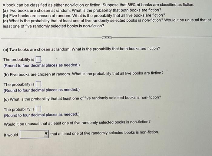 Solved A book can be classified as either non-fiction or | Chegg.com