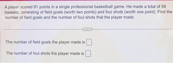 Solved A player scored 91 points in a single professional | Chegg.com