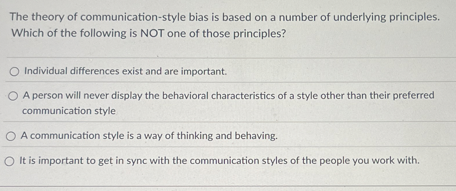 Solved The theory of communication-style bias is based on a | Chegg.com